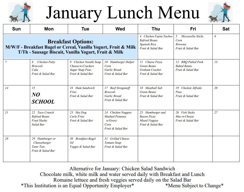 Menu/Activities Calendar | Immaculate Conception (Jefferson City)