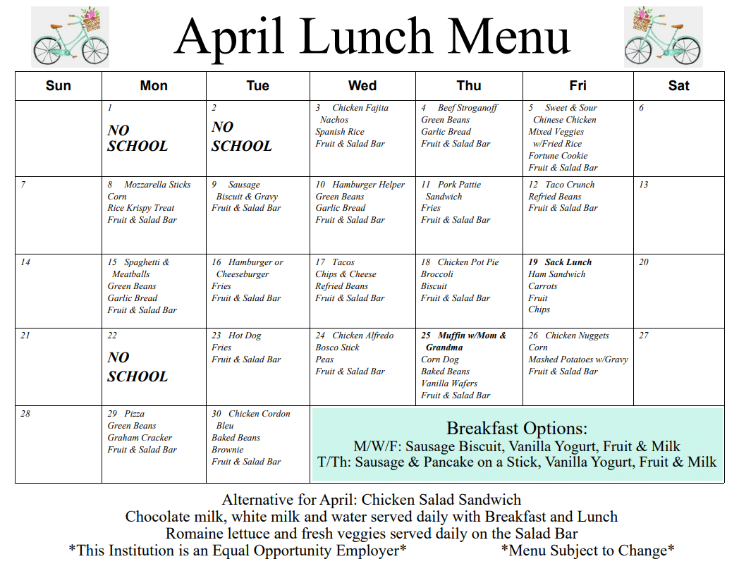 Menu/Activities Calendar | Immaculate Conception (Jefferson City)